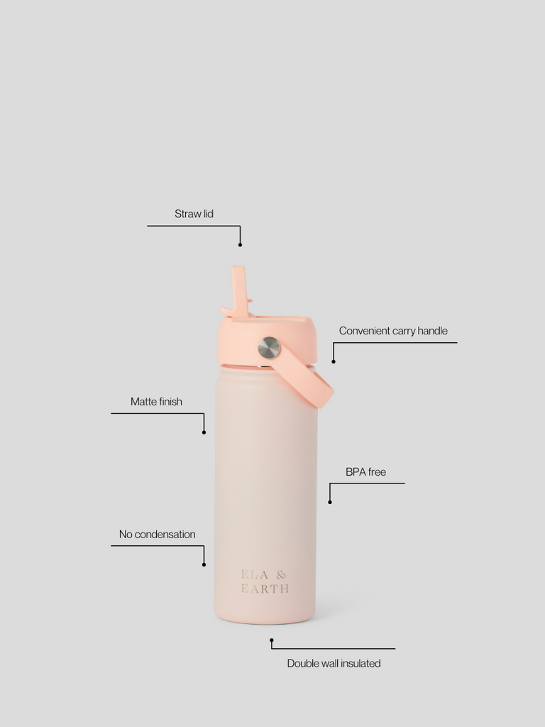 Blush-Pink Insulated Water Bottle - 550ml – Ela & Earth